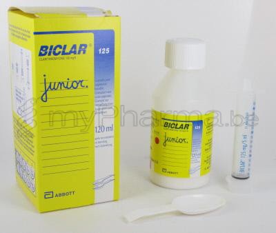 Pharmacie Parent SPRL : BICLAR JUNIOR 125MG/5ML 120 ML SIROP