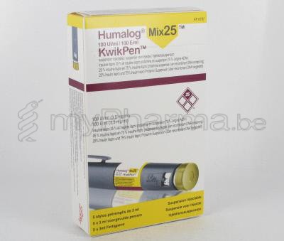 Pharmacie Parent SPRL : HUMALOG MIX 25 INSULINE 5 CARTOUCHES KWIKPEN 3 ...