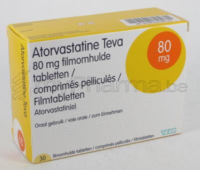 Pharmacie Parent SPRL : Substances actives - A - Atorvastatine - ATORVASTATINE TEVA 80 MG 30 COMP